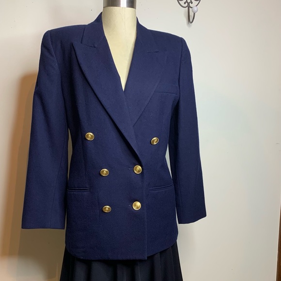 Talbots | Jackets & Coats | Vintage Talbots Double Breasted Wool Navy ...